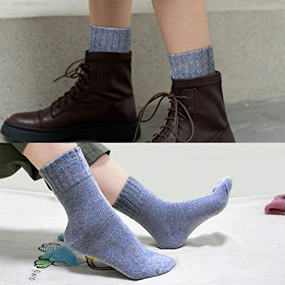 besky 5 Pairs Winter Wool Socks Women, Knit Thick Wool Soft Warm and Breathable Cozy Socks for Womens