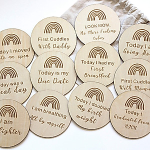 NICU Milestone Cards | NICU Mom Gifts | Nicu Baby Essentials | NICU Milestone Cards boy | Beautifully Handcrafted Natural Wood | NICU Baby Milestone Signs | Gender Neutral