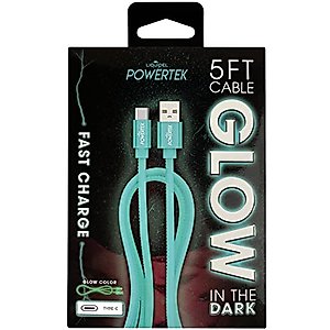 LIQUIPEL USB Type C Cable 5ft, USB A 2.0 to USB-C Fast Charger Extra Long Durable, Glow Cables (Blue)
