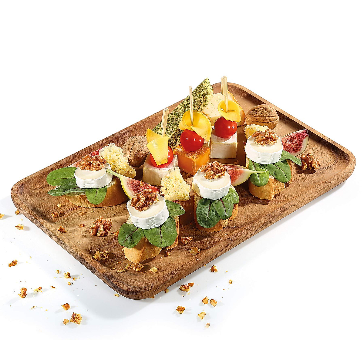 Zassenhaus Acacia Wood Snack Plate, 16.5 x 11 Inch, Natural