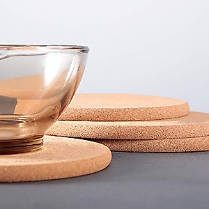 CRCHOM 6 Pack Cork Trivet Set 8" Diameter x 0.5" Thick Round Cork Hot Pads for Dishes, Pots, Pans and Plants