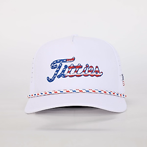 Curves & Clubs Titties Golf Hat - Funny Golf Hat - Titties Hat - Funny American Hat - One-Size-Fits-All Hat - Funny Men's Gifts, Titties Hat (Cotton, White)
