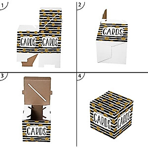 Black and Gold Card Box – 8”*8”*8” Gift Or Money Box Holder for Wedding,Baby or Bridal Shower,Birthday, Graduation,Engagement, Party Favor, Decorations, 1 Set(hezi-A001)