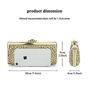 UBORSE Peacock Clutch Bag Rhinestone Vintage Evening Purse for Wedding Cocktail Party Retro Style (Gold)