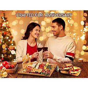 Easoger Cheese Board and Knife Set - Extra Large Charcuterie Boards with Magnetic Knife Holder, Cheese Platter Gift for Christmas, House Warming, Wedding, Anniversary, Thanksgiving