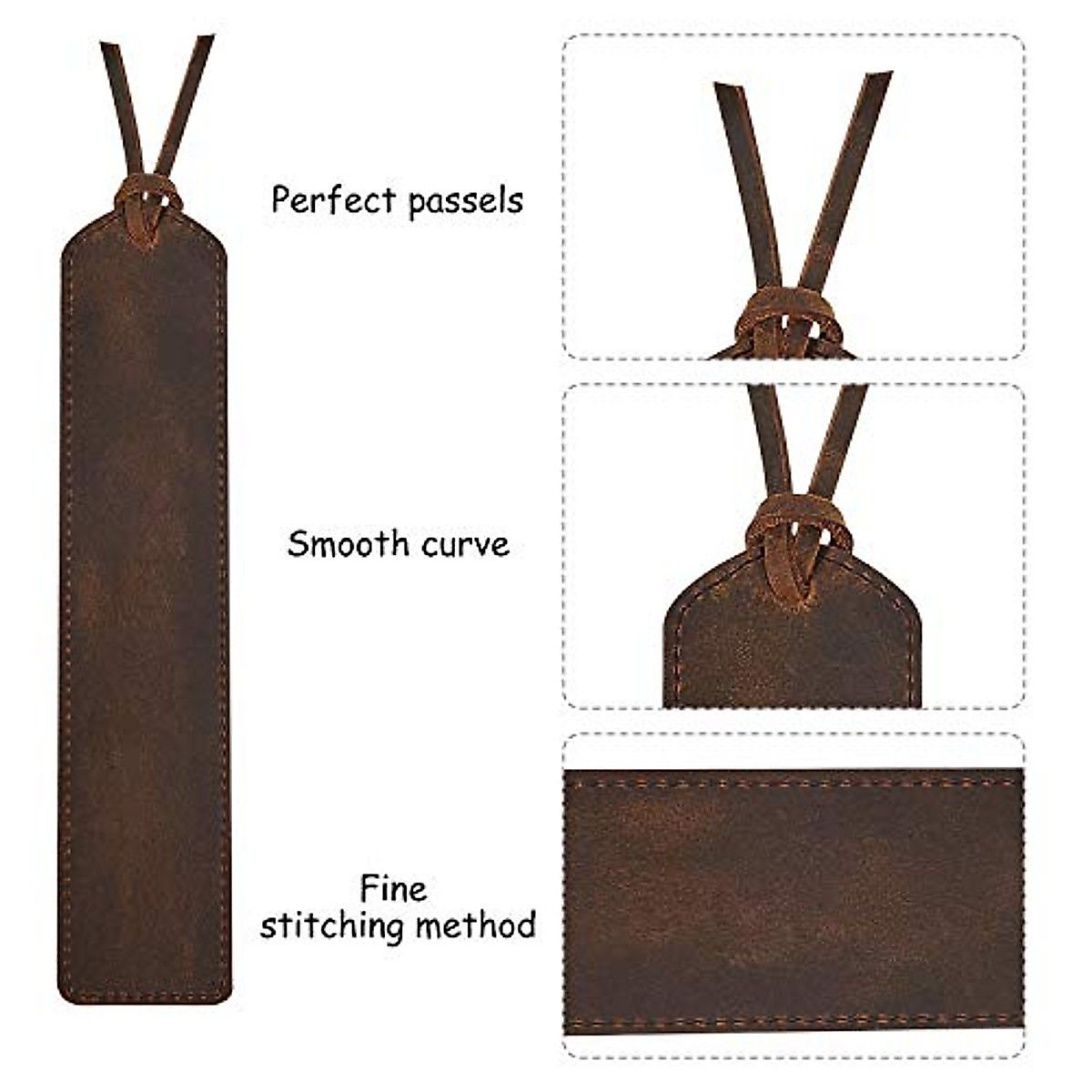 Leather Bookmark, Classic Stitched Bookmark, Leather Page Markers for Men Women Kids Halloween Christmas Bookworms Writers Relatives and Friends (2 Pieces)
