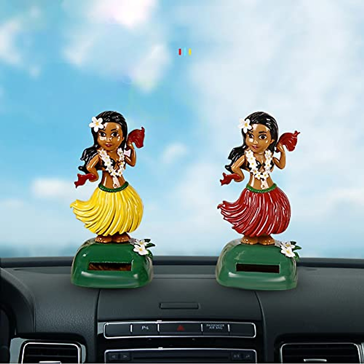 Car Dashboard Decoration Solar Dancing Toy Doll Hawaiian Hula Girl Dashboard Bobble Plastic Bobble Head Figures Ornaments Car Interior Decoration Bobble Head Toy Gift