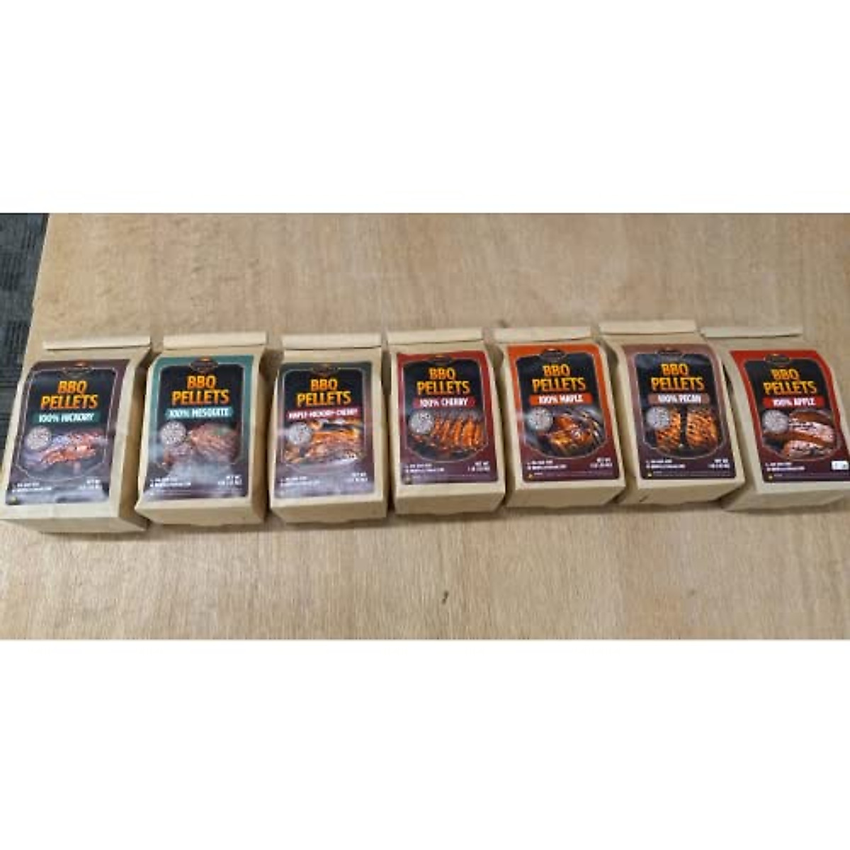 Lumber Jack BBQ 7 Varieties BBQ Pellet Pack - 1 Pound Bags - 100 Percent (Apple, Cherry, Pecan, Hickory, Maple-Hickory-Cherry, Mesquite and Maple) - 2Day Shipping