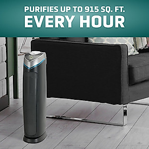 Germ Guardian AC5000 28” 3-in-1 True HEPA Filter Air Purifier for Home, Large Rooms, UV-C Light Kills Germs, Filters Allergies, Smoke, Dust, Pet Dander, & Odors, 5-Yr Wty, GermGuardian, Grey