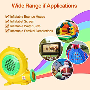 Bounce House Blower, 370W/0.5HP Commercial Air Blower with Double-Sided Fan Blade Design, Strong Wind and Great Heat Dissipation Properties for Bouncy Castle, Jump Slides, Arch, Inflatables