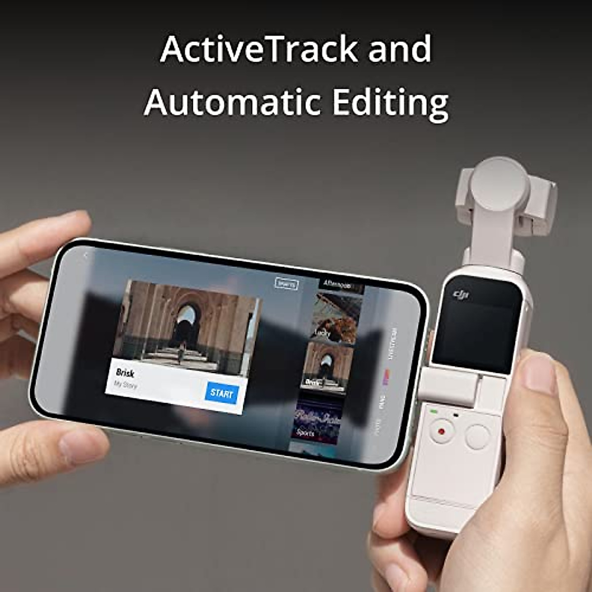 DJI Pocket 2 Exclusive Combo (Sunset White) - Pocket-Sized Vlogging Camera, 3-Axis Motorized Gimbal, 4K Video Recorder, 64MP Photo, ActiveTrack 3.0, YouTube TikTok Video, for Android and iPhone