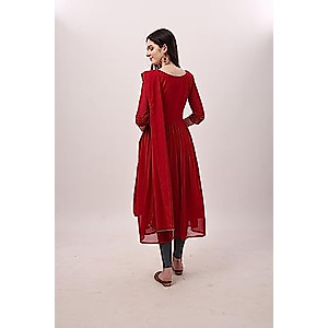 DREAMANGEL FASHION Womens Party Wear Georgette Printed straight Kurta With Dupttaa (as1, alpha, s, regular, regular, PINK)