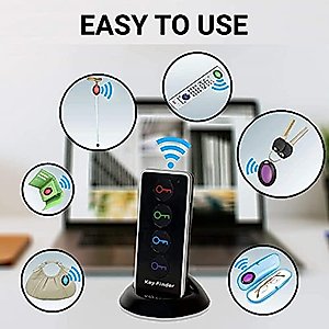 JTD Wireless RF Item Locator/Key Finder with LED flashlight and base support. With 4 Receivers Key Finder-Wireless key RF locator, Remote Control, Pet, Cell, Wireless RF Remote Item, Wallet Locator. (4 Receivers)