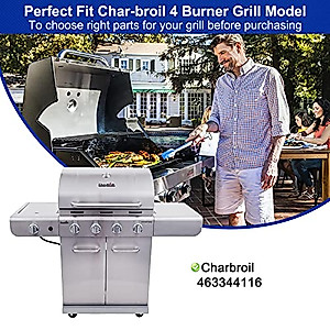 Aibabcue Grill Replacement Parts for Charbroil 4 Burner 463344116, 466344116 Grill Model, Stainless Heat Plate Shield Tent, Pipe Burner Tube, Carryover Tube, Igniter for Charbroil Advantage 463344116