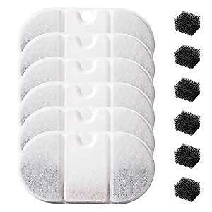 Replacement Filters for 71oz/2.1L Capsule Cat Water Fountain, Fountain Filter Set for Ultra Quiet Pet Water Dispenser, Automatic Cat Dog Water Fountain Filter (6 Sets)