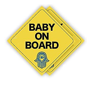 AVNIKA IMPACT Baby On Board Magnet for Car – Reflective Baby On Board Sign – Magnet Board for Baby Safety – Enhanced Visibility – Easy to Apply with No Residue – Cute Blue Hamsa Design