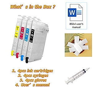 802XL 802 T812 812 Refillable Ink Cartridges No Chip T802 T8021 Replacement Sublimation Ink Cartridges Without Chip & Ink for WF-7820 WF-7830 WF-7840 WF-7310 WF-7835 WF-7845 EC-C7000 Printers