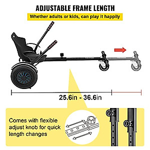 VEVOR Hoverboard Seat Attachment 6.5" 8" 10" Hoverboard Go-Kart Attachment for Kids and Adults with Adjustable Frame Length