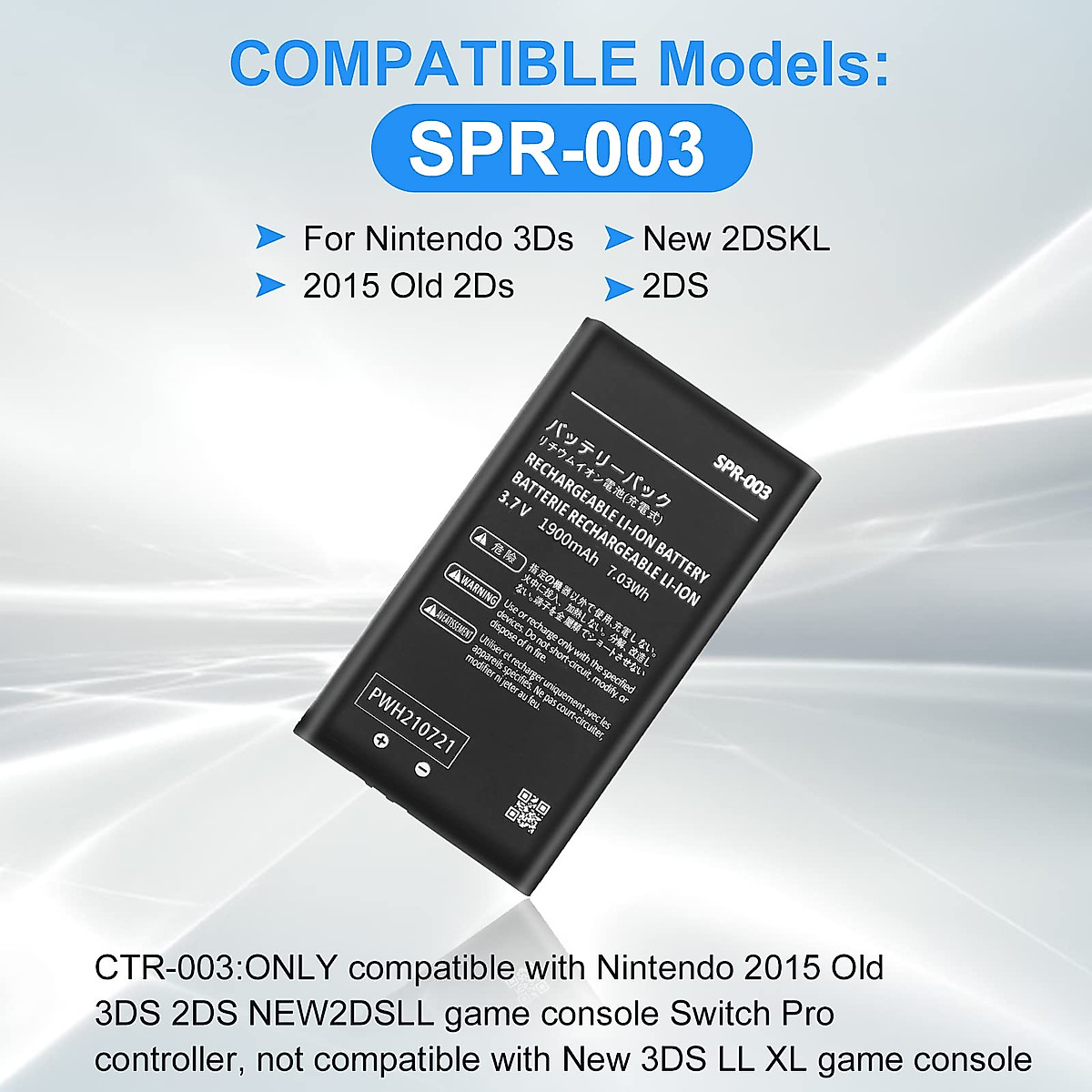 TAYUZH 3DS XL SPR-003 Battery, 1900mAh Replacement Lithium-ion Battery Compatible with Nintendo 3DS XL/New 3DS XL LL Game Console SPR-003 Battery with Repair Screwdriver