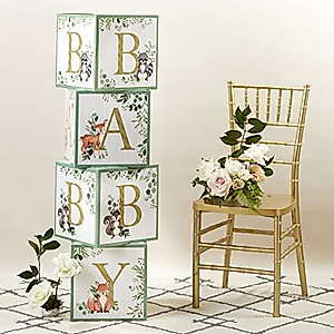 Kate Aspen (Set of 4) Woodland, 4 Count (Pack of 1), Baby Boxes with Letters For Baby Shower Decoration
