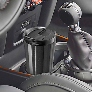 Oggi CONTOUR Stainless Steel Travel Tumbler - Black, 16 oz, with flip open lid for hot and cold beverages.