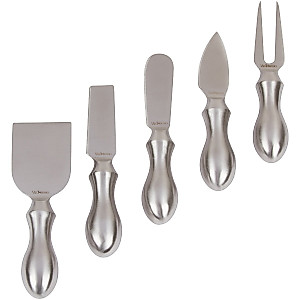 Premium 5-piece Cheese Knives Set Collection - Serve, Cut, Slice, Shave, and Spread Hard and Soft Cheese, Gift Ready Charcuterie Board Accessories, Gift for Any Occasion