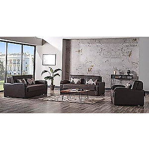 Sweethome Stores 74" Pull Bed with Storage, Firm, Faux Leather, 650 lbs Capacity, Sleeper Sofa, Futon for Living Room or Home Office Convertible Couch, DormirClack Sofabed, Brown PU