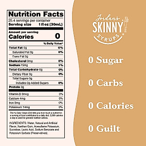 Jordan's Skinny Syrups Sugar Free Coffee Syrup, White Chocolate Flavor Mix, Zero Calorie Flavoring for Lattes, Protein Shake, Cocktail & More, Gluten Free, Keto Friendly, 25.4 Fl Oz (Pack of 2)