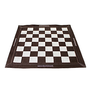 Stonkraft - 19" x 19" - Genuine Leather Chess - Dark Tan Colour | Roll-up Chess | Tournament Chess Board