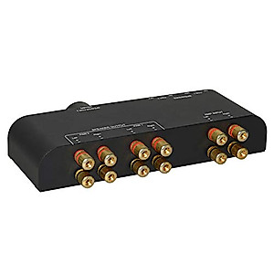 XtremPro 2 Way Speaker Switch, 1 in 2 Out Way Pair Stereo Speaker Selector W/Volume Control Metal Non-Slip Box - Black (61052), 9.0 x 3.25 x 1.5