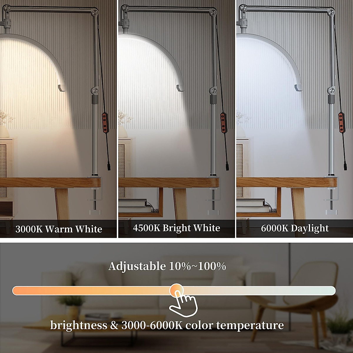 Beautycity Half Moon Lash Light for Eyelash Extensions, Half Moon Lash Lamp with Phone Holder for Makeup, Nail, Facial, Tattoo - Dimmable Eyelash Lamp & Color Temperature 3000K-6000K