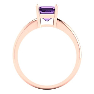 Clara Pucci 1.0 ct Asscher Cut Solitaire Simulated Alexandrite Engagement Bridal Promise Anniversary Ring 18K Rose Gold Size 3.75