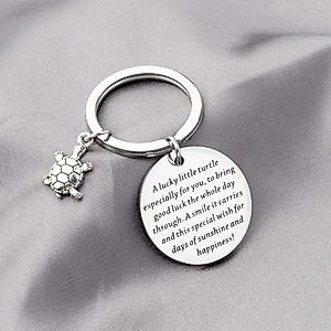 Sea Turtle Keychain Turtle Lovers Gifts for Women Lucky Turtle Jewelry Going Away Gifts for Friends (A lucky little turtle)