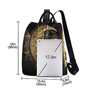 Mcyhzjd Backpack Purse, Boho Crescent Moon Sun Mandala Anti-theft Casual College School Ladies Fashion Shoulder Bag