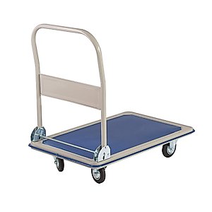 Koreyosh 660LB Folding Platform cart Rolling Flatbed cart Moving Push Hand Truck for Warehouse basements, Blue