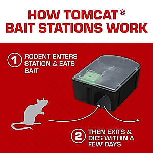 Tomcat Rat and Mouse Killer Disposable Stations for Indoor/Outdoor Use: Child and Dog Resistant, Pre-Filled, Easy Monitoring, 2-Pack