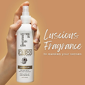 FILPO Beauty Hair Detangler Spray - 6 in 1 Coconut Milk and Argan Oil Infused Hydrating Anti-Frizz Leave-in Conditioner for Curly Hair