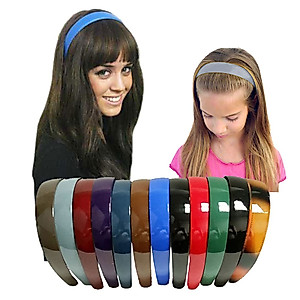 CoverYourHair Plastic Hairbands - Hard Headbands - 12 Pack Dark Colors
