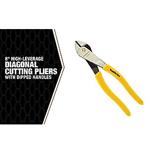 Southwire - 58289440 Tools & Equipment DCP8D 8-Inch High-Leverage Diagonal Cutting Pliers with Dipped Handles