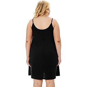 7th Element Plus Size Slip Dress for Women 2023 Spaghetti Strap Sun Tank Under Dresses Sleeveless Sundress(Black,4X)