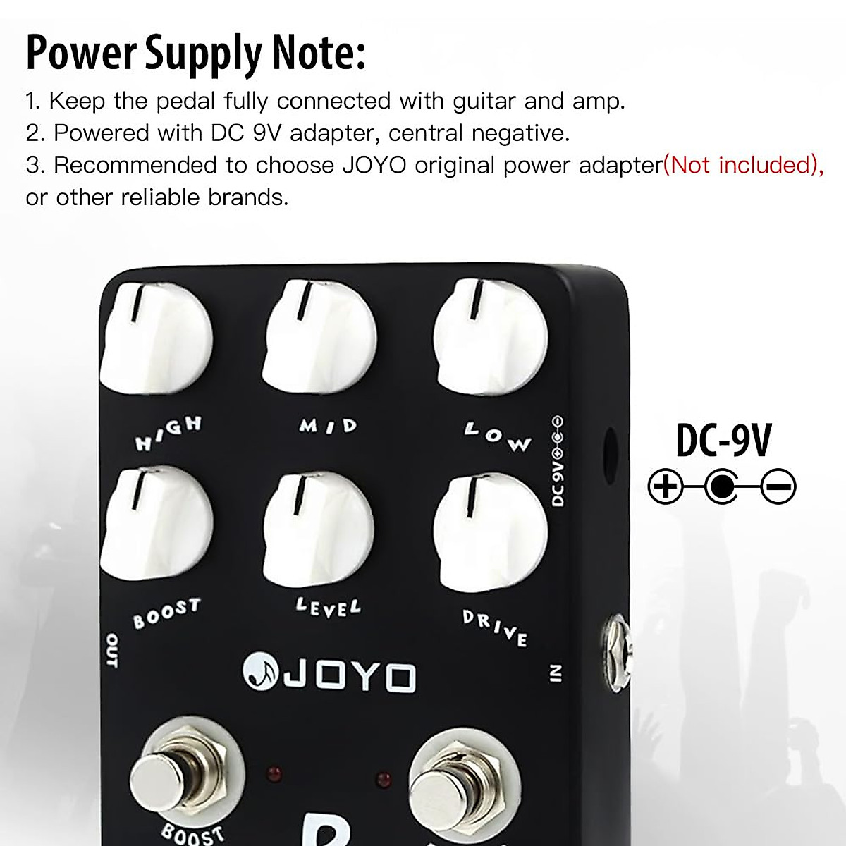 JOYO Metal Distortion Pedal with 3 Band EQ and Low-Mid-High Gain Boost for Electric Guitar Effect - Bypass (Extreme Metal JF-17)
