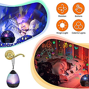 Kid Light Projector Superhero Toys for Boys 5-7 Avengers Night Light Projector with Timer for Kids Room, 360 Degree Rotation Toddler Nightlights with Spiderman Figurine Lamps and Star Projection Lamp