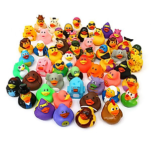 XY-WQ 50 Pack Rubber Duck for Jeeps Ducking - 2.3 Inch Bulk Floater Duck for Kids - Baby Bath Toy Assortment - Party Favors, Birthdays, Bath Time, and More (50 Varieties)