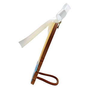 Needzo Bless This Baby with Guardian Angels Hanging Wooden Crib Medal with Prayer Card, 3 3/4 Inch