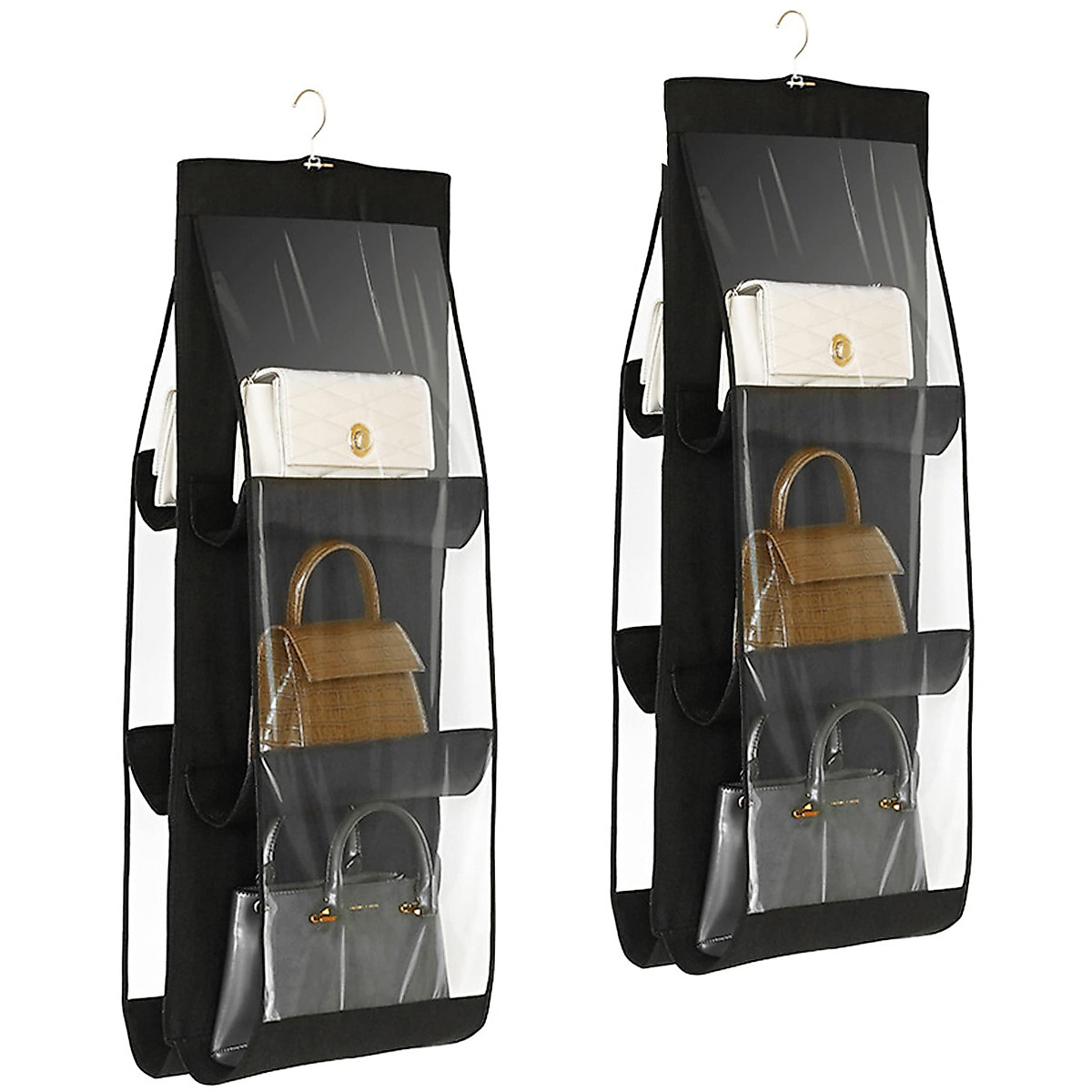 ST-BEST-P Handbag Storage Hanging Purse Organizer Bedroom Organization Dust-Proof Holder Bag for Wardrobe Closet (Black-2Pack)