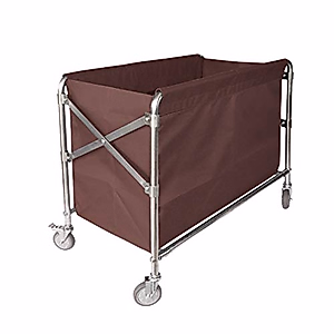 Commercial Laundry Cart Heavy Duty Folding Cleaning Hotel Linen Cart Maximum Load 200kg Stainless Steel Oxford Cloth Bags 4 Rubber Silent Wheels Hotel Laundry Hospital