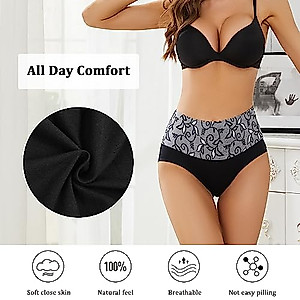 MEIDAYAI Womens Underwear Cotton Tummy Control High Waisted Underwear Soft Breathable Full Coverage Panties Multipack
