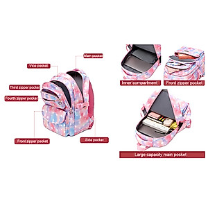 JiaYou School Backpack Sets 3pcs Stars Prints Daypack For Teens Girls Primary School Students(Blue Stars,22 Liters)