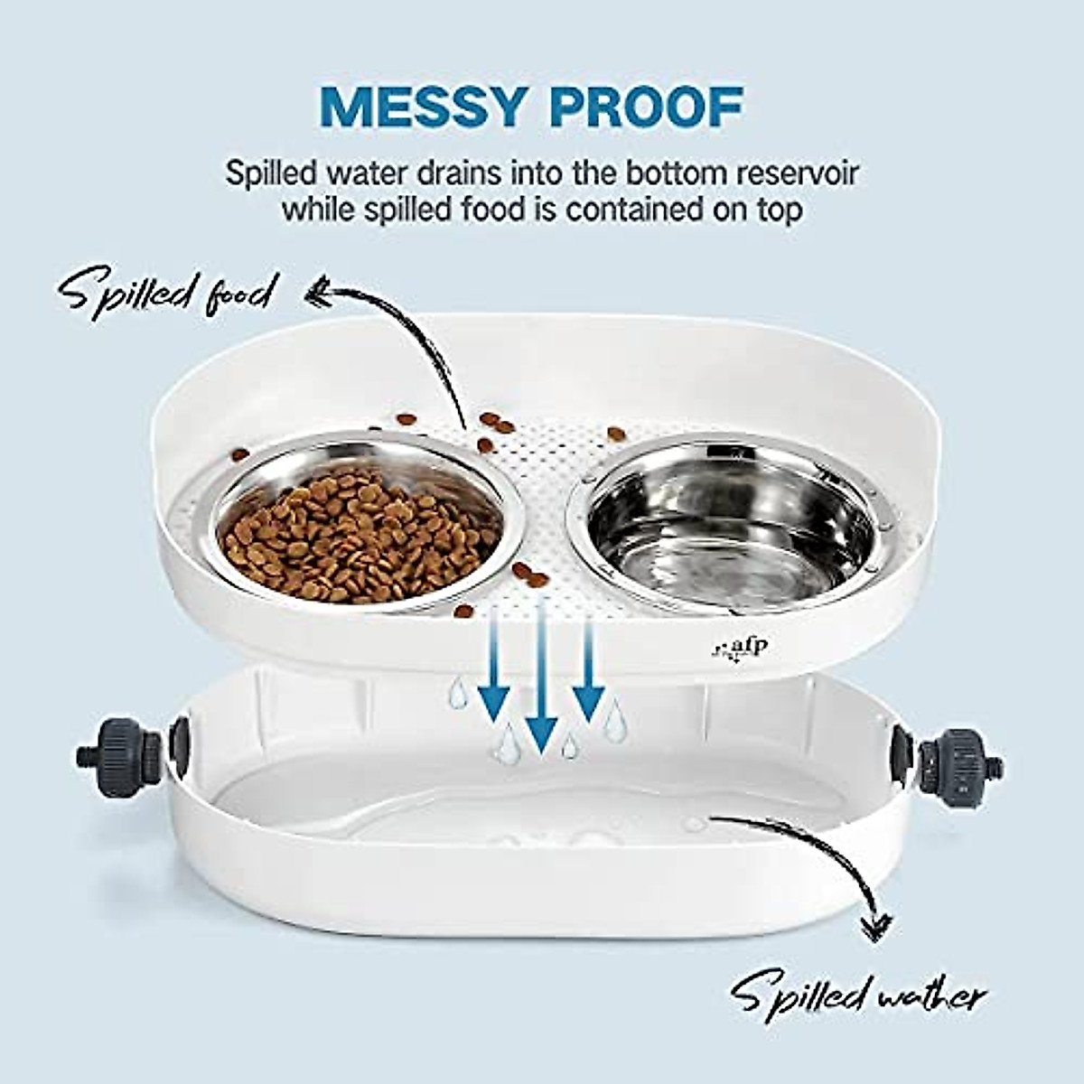 All for Paws Height Adjustable Cat Elevated Bowls Stainless Steel Dog Food Water Bowls, Height Adjustable Cat Feeder Mess Proof Pet Feeding Bowls(Small)