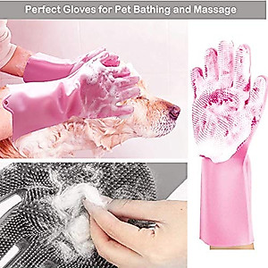 Pet Grooming Gloves for Bathing and Hair Removal, Dogs and Cats Bath Shampoo Brush , Soft and Durable Silicone Scrubber Glove for Pets Shower Like Horse, Dog and Cat